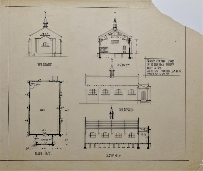 Architectural plans - Proposed Methodist Church, Horotiu - Waikato Museum