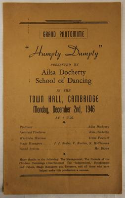 Humpty Dumpty Pantomime Programme - Waikato Museum