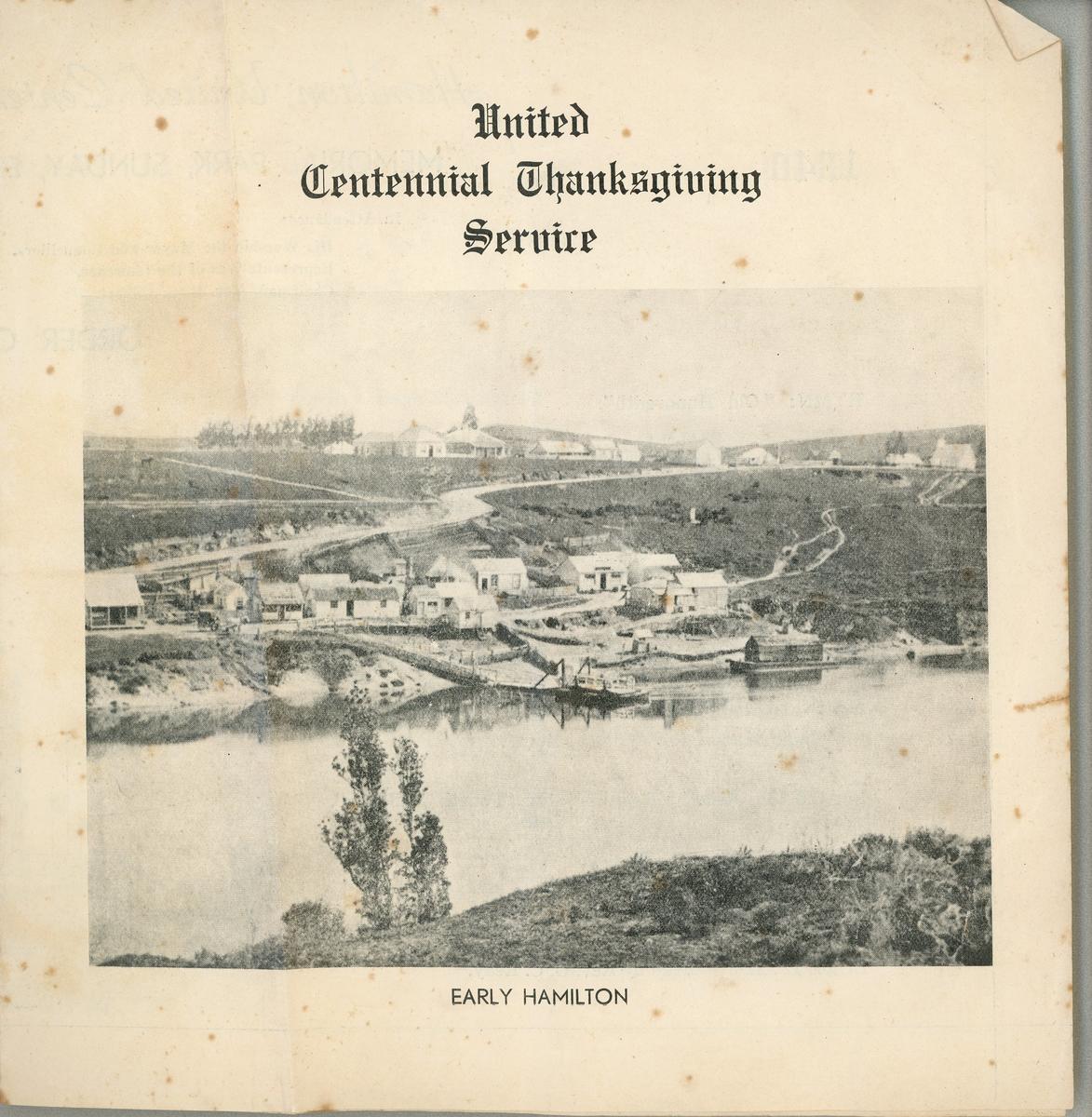 United Centennial Thanksgiving Service Programme - Waikato Museum