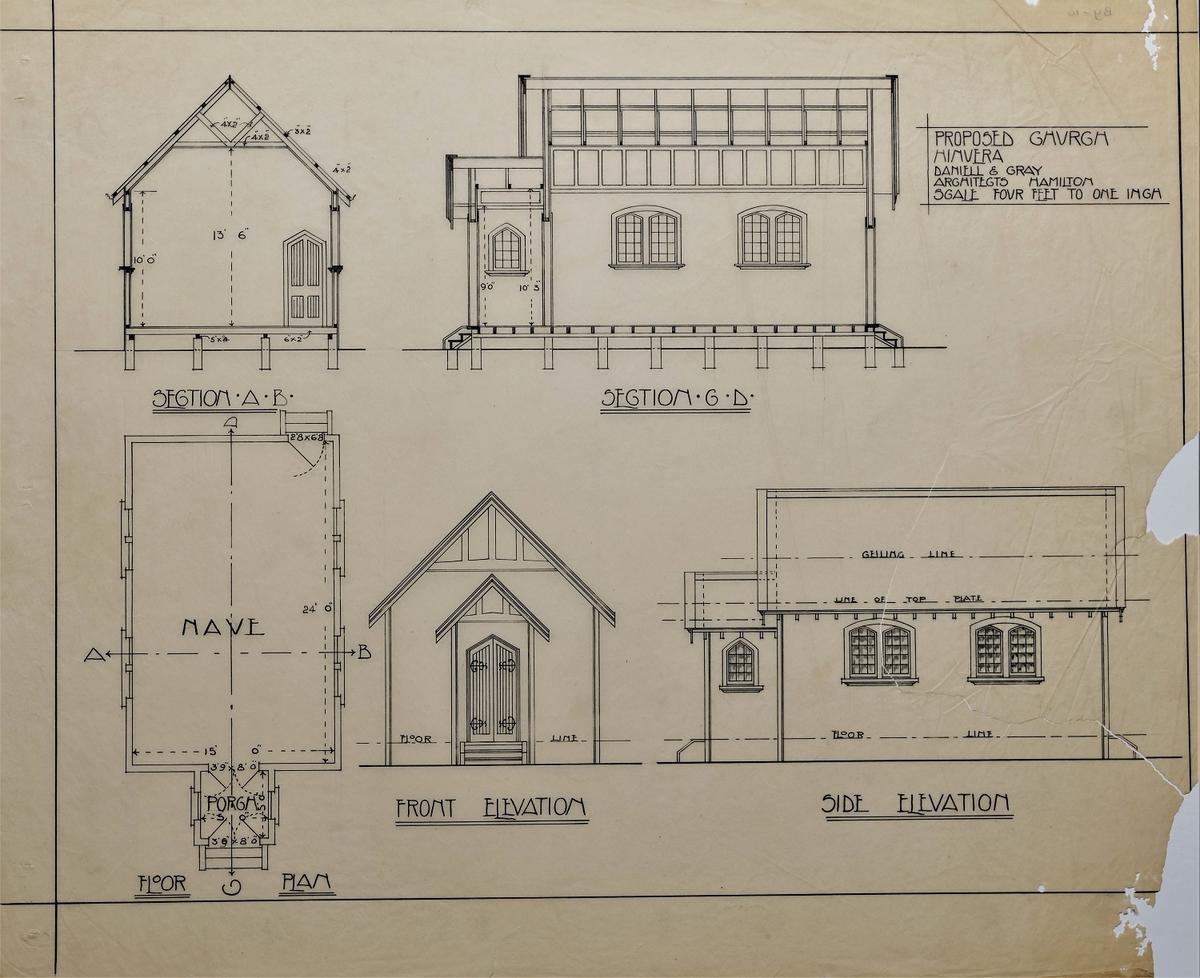 Architectural plans - Proposed Church, Hinuera - Waikato Museum